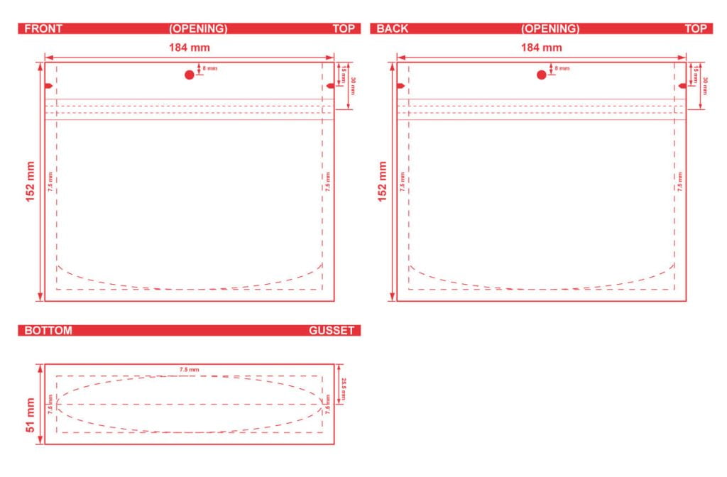Custom Stand-Up Pouch 7.25x6x2 Dieline - CarePac