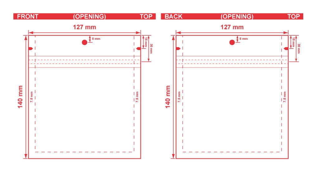 Custom Printed Flat Pouch 5×5.5 Dieline - CarePac