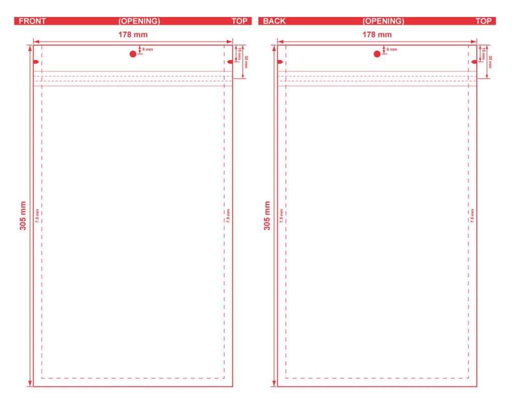 Custom Printed Flat Pouch 7x12 Dieline - CarePac